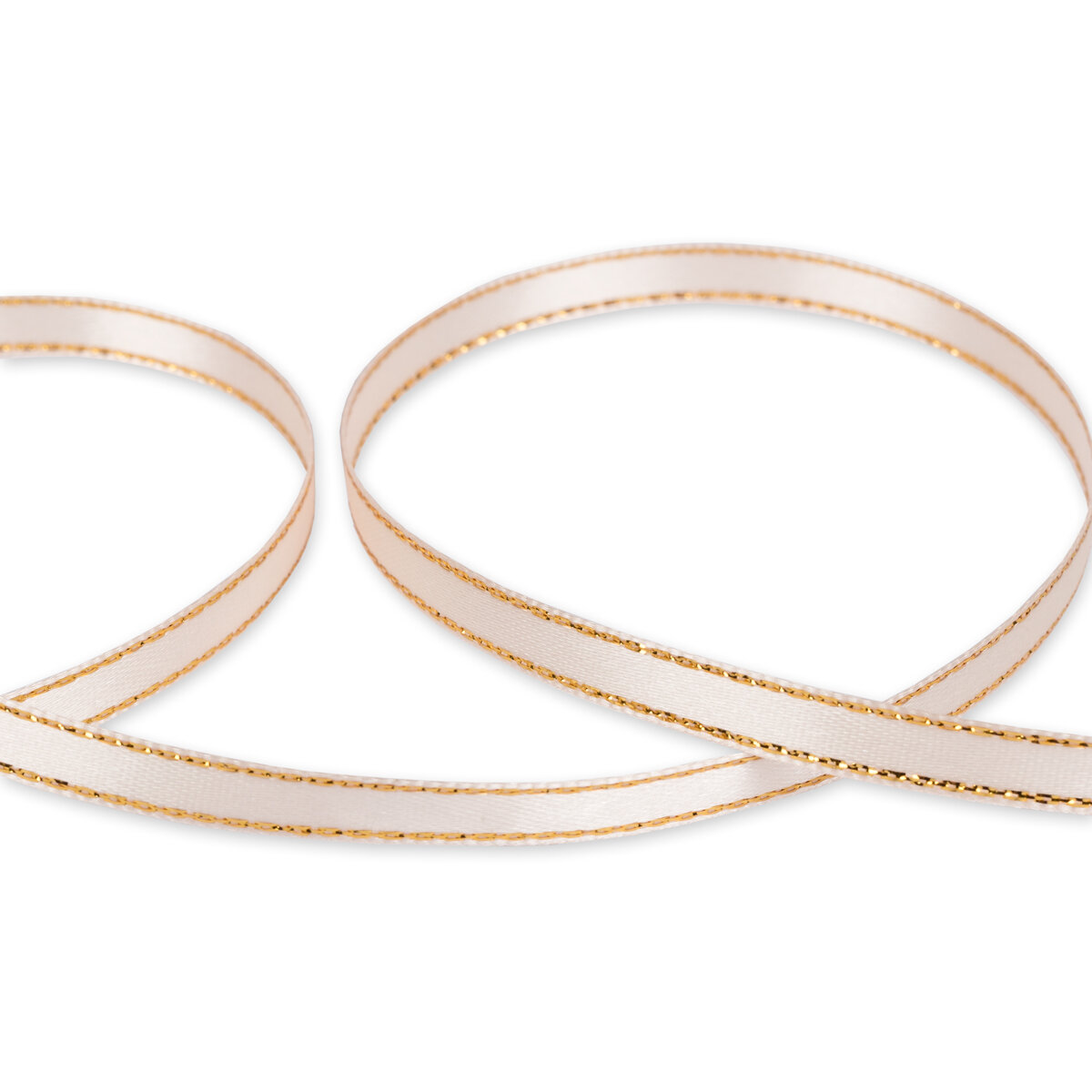 Лента атласная 6 мм "Gamma" AL-6M двухстор. с металл. нитью 33 м №002/бл. розовый/золото