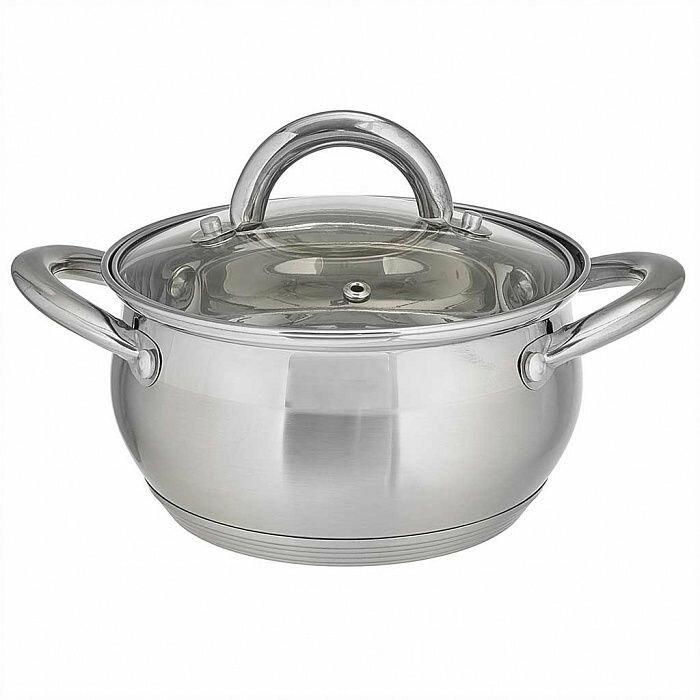 Кастрюля Webber BE-351/2 из нержавеющей стали со стеклянной крышкой, 1.9 л