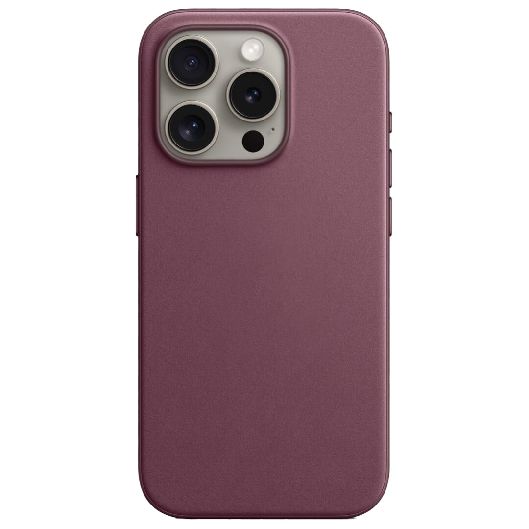 Кожаный чехол для iPhone 15 Pro Leather Case, MagSafe, сливовый