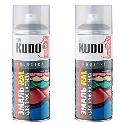 Эмаль аэрозольная для металлочерепицы Kudo серый графит полуматовая RAL 7024 520 мл (2 шт.)