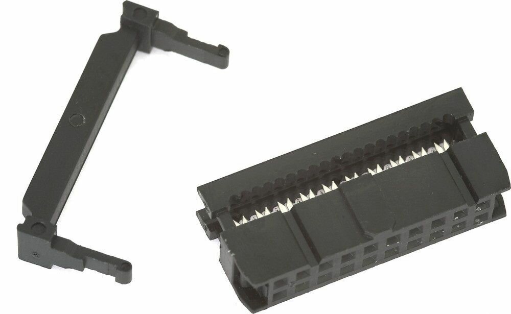 3 шт. / IDC-20F (DS1016-20), Розетка 2.54мм на шлейф 20 pin с фиксатором кабеля / Разъём FC-20P двухрядный гнездовой 2*7pin гнездо на шлейф шаг 2,54мм #43