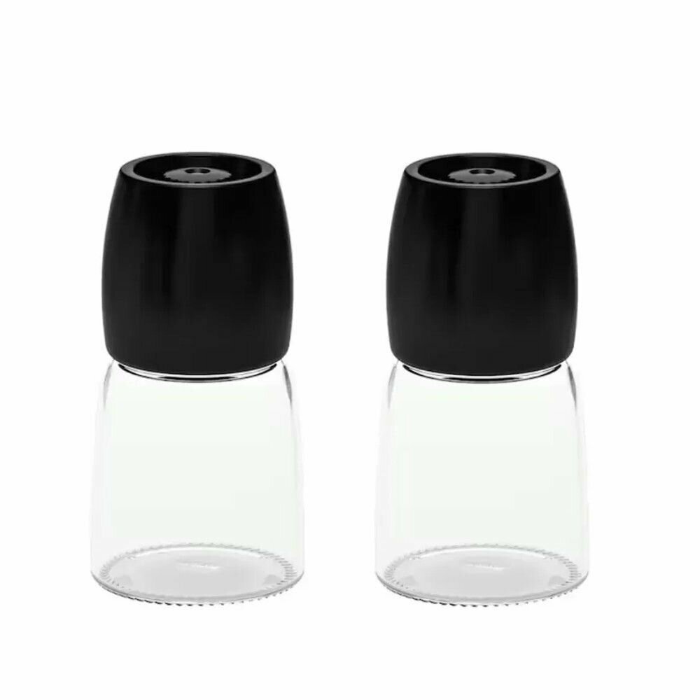 IKEA IHARDIG мельница для специй черная 12,5 см с двумя стеклянными банками и пластиковым измельчителем для удобного помола