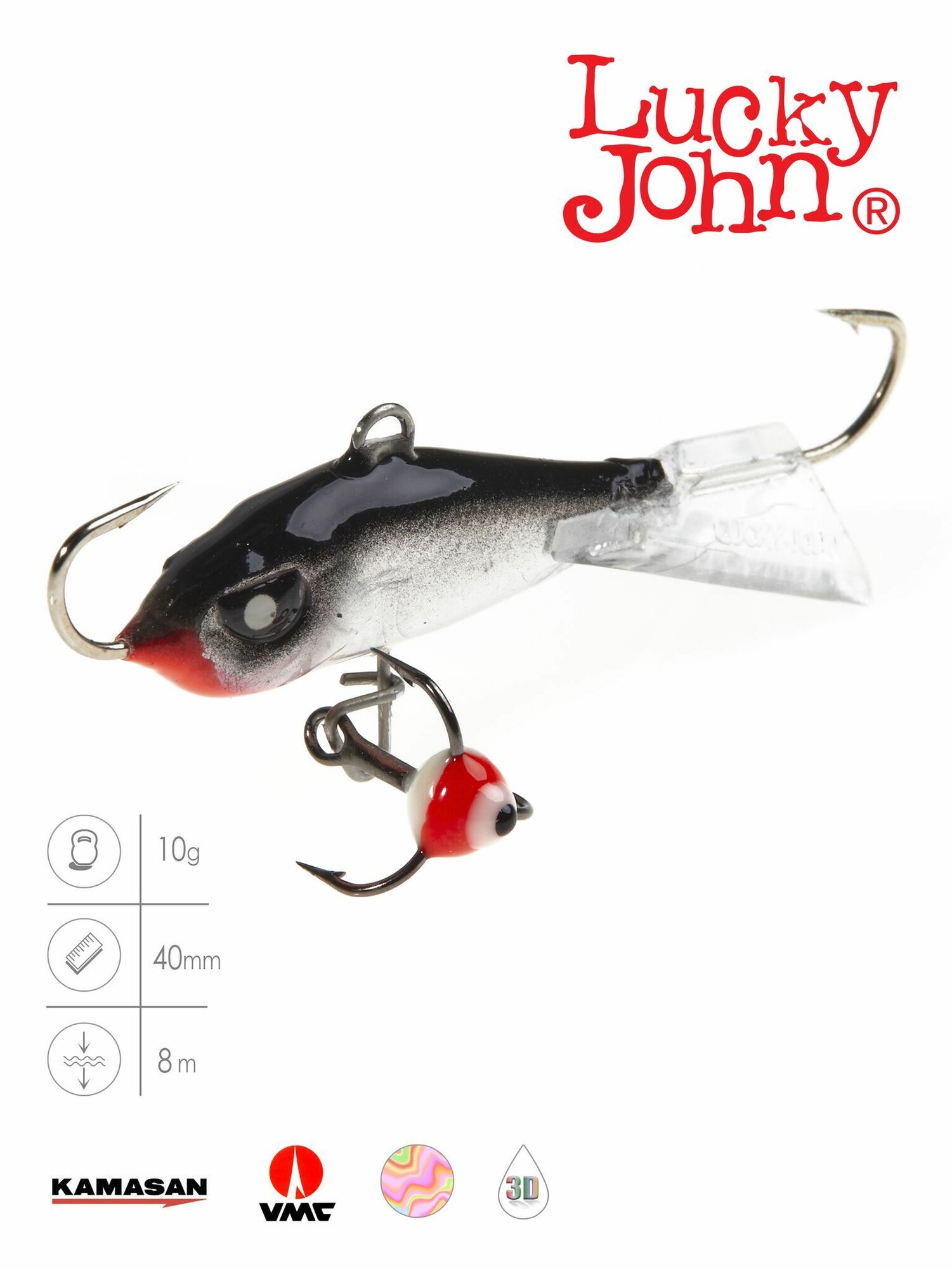 Балансир для рыбалки lucky john BALTIC 4 с тр. 40мм/13H блистер, зимние снасти рыболовные с крючком, приманка силиконовая
