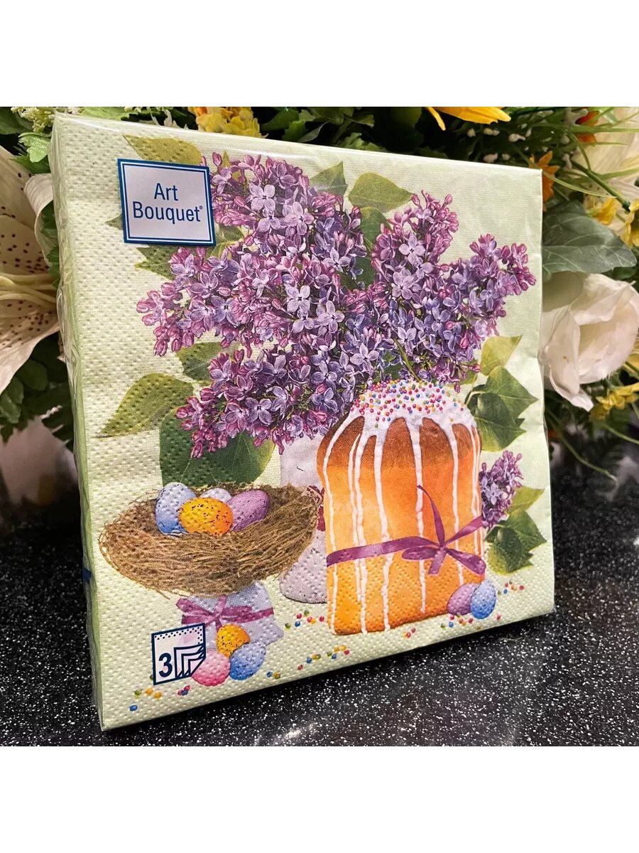 Салфетки Art Bouquet "Пасхальный кулич", сервировочные, квадратные, 33x33 см, 20 шт
