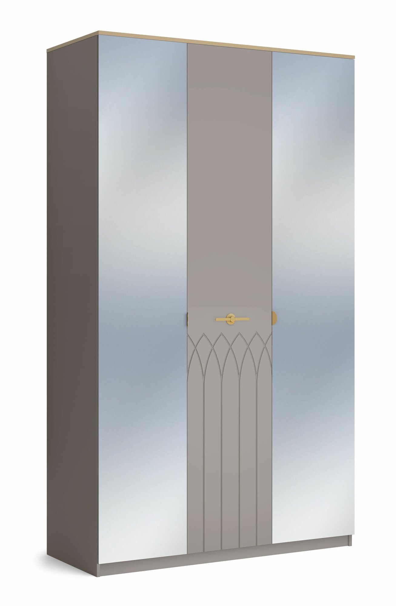 Капри 2 Шкаф 3-х дверный (корпус) Мокко + 2 зеркала + глухой фасад правый (Кураж)