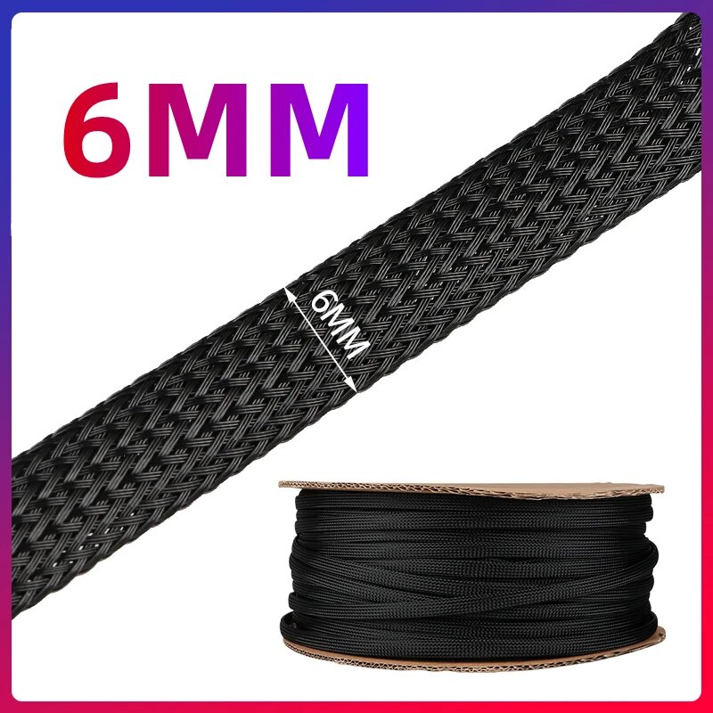Черная изолированная спиральная оплетка из ПЭТ YQSiNYUE 6MM, 1 Meter