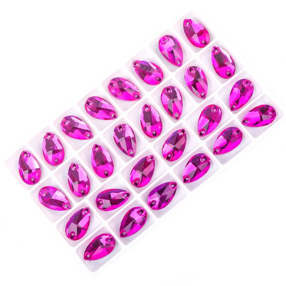 Стразы розовые каплевидные Rose red 24шт