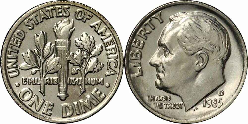 США 10 центов, 1965-2024 Франклин Рузвельт XF