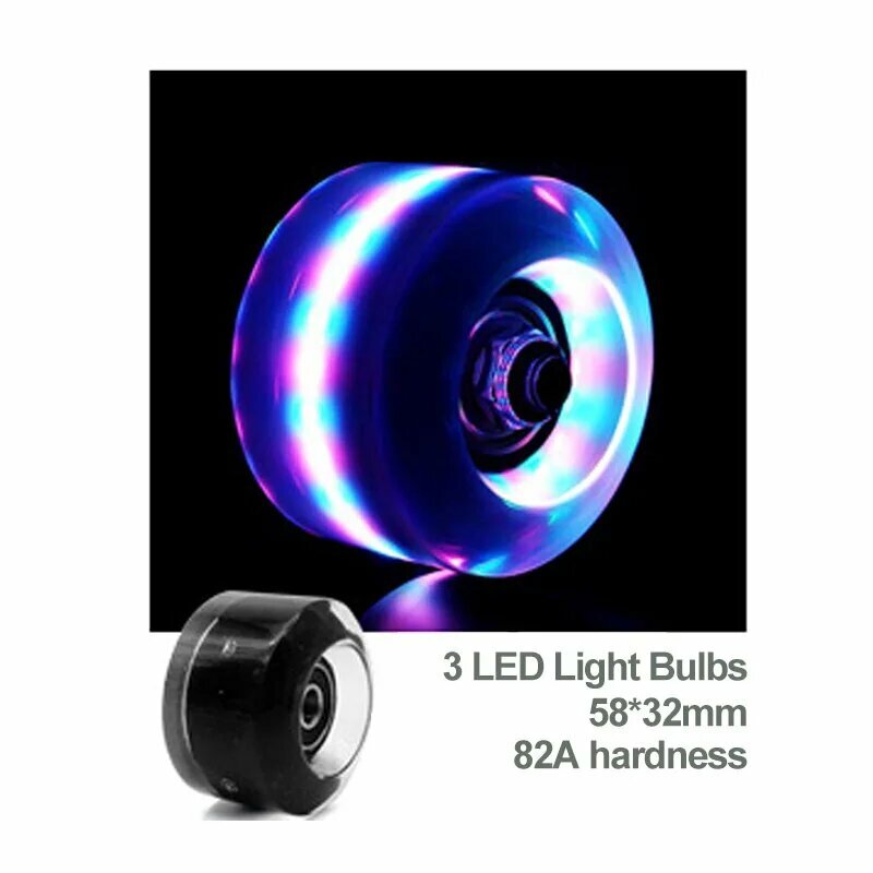 Светящиеся колеса для роликов YYW 58*32 мм 82A 4PCS with bearing, Черный, B2