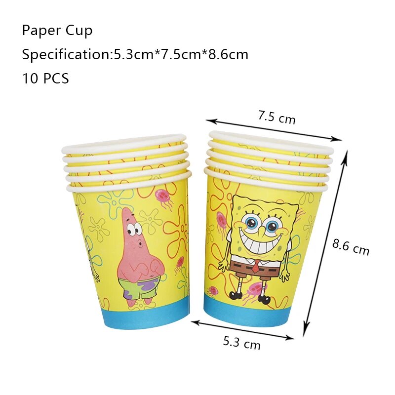 Бумажные стаканчики Spongebob, 10 шт.