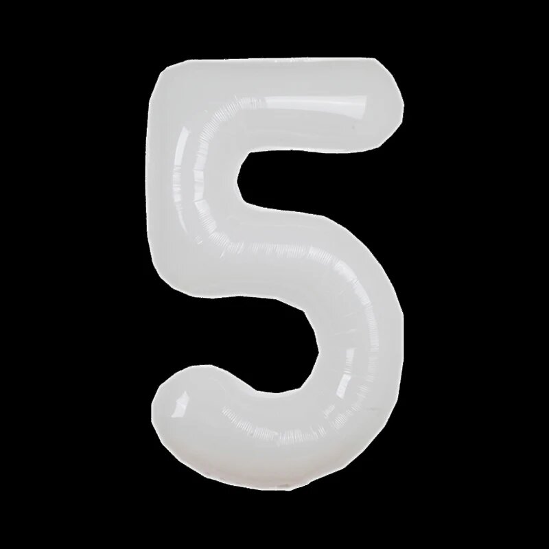 Фольгированные шары YUEYAO 32/40 дюймов с цифрами Белый, White number 5, 32 дюйма