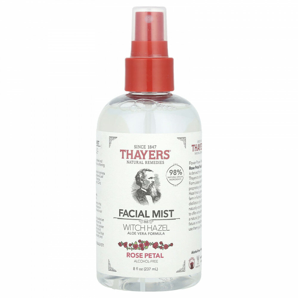 Thayers, Спрей для лица с гамамелисом, без спирта, лепестки роз, 237 мл (8 жидк. унц.)