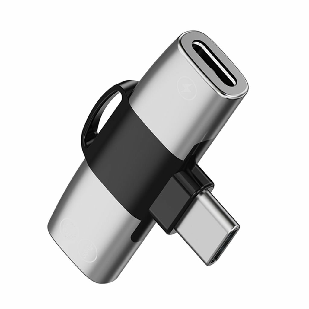 Тип C мужской, двойной тип C женский аудио + адаптер для зарядки-серебристый