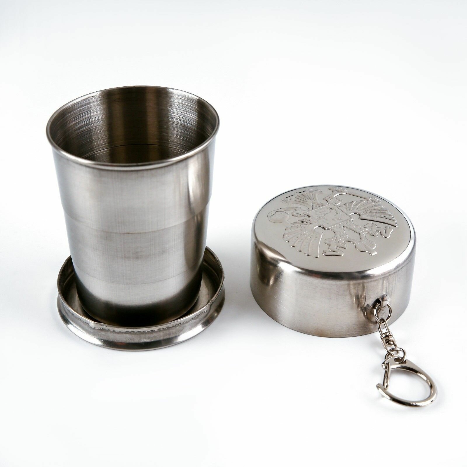 Складной стакан с карабином Герб РФ , 150 мл