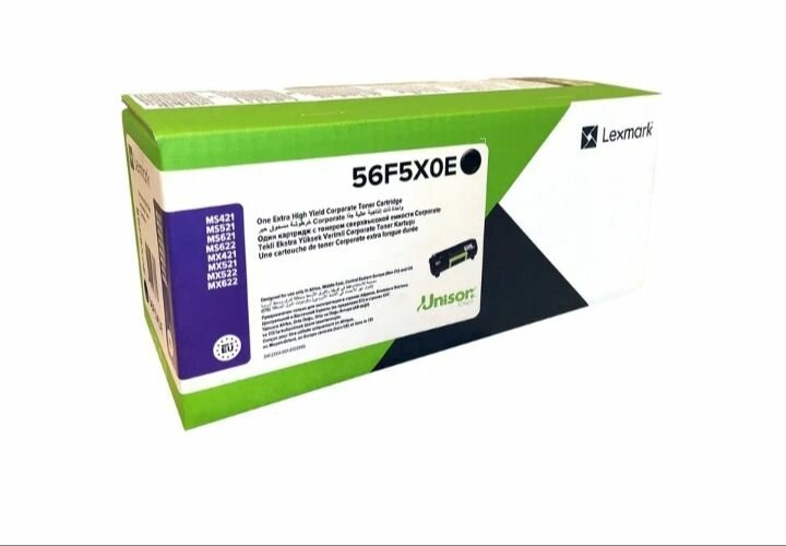 56F5X0E оригинал тонер-картридж Lexmark 56F5X0E/56F5X00, черный, для принтеров MS/MX421/521/621 (20000 стр.)