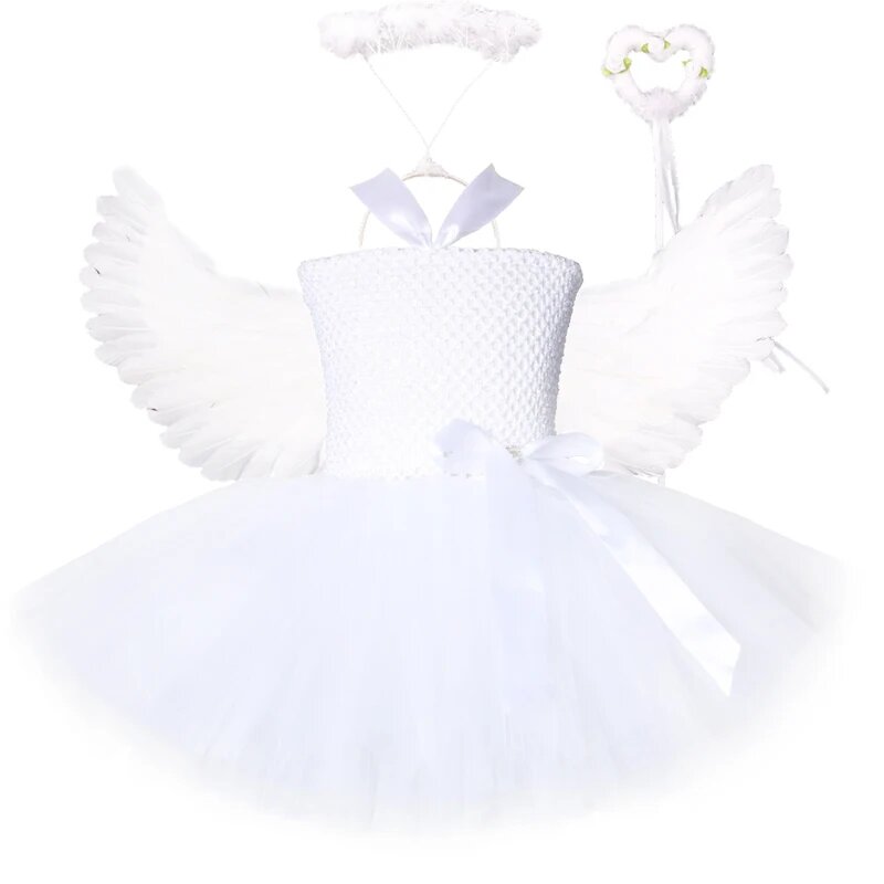 Карнавальное платье-пачка белая ангел momandkids 9T, Dress Wings Set