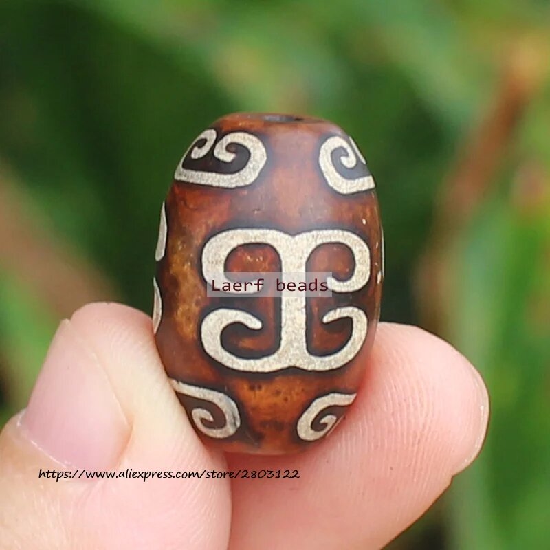 Старинный тибетский агат Дзи бусины лаerf beads 15X25mmHuiWen