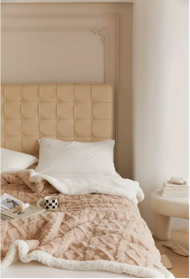 Плед Viiitamins серый "барашек", велсофт/плюш, 200x220 см, теплый, двухсторонний