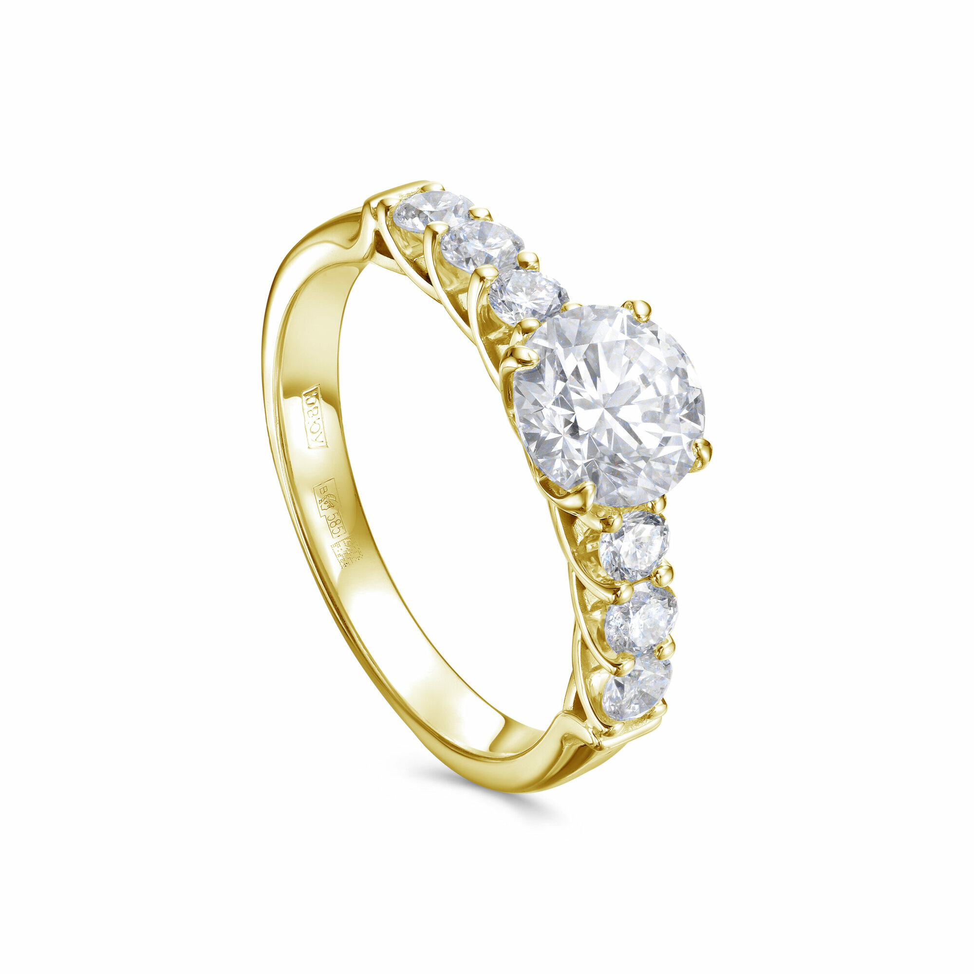 Кольцо помолвочное, желтое золото, 585 проба, бриллиант