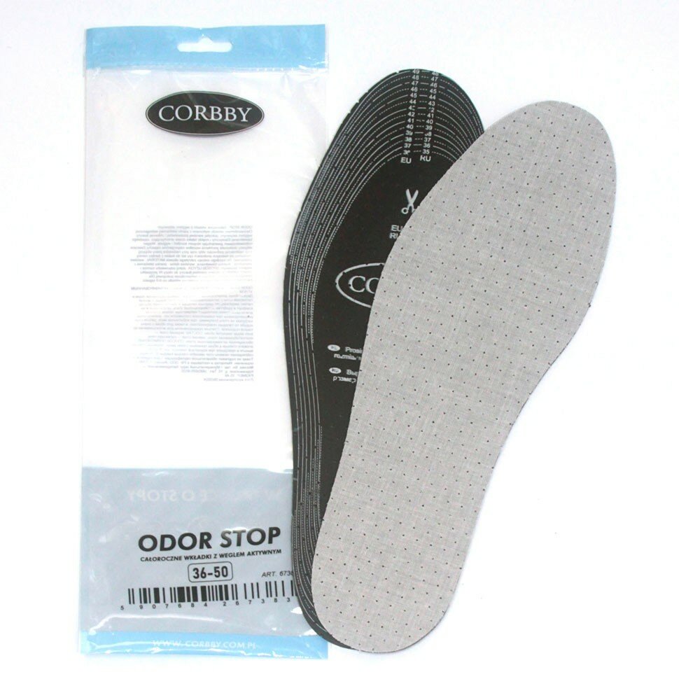 Стельки CORBBY Odor Stop XL, безразмерные 36-50 EU Белый