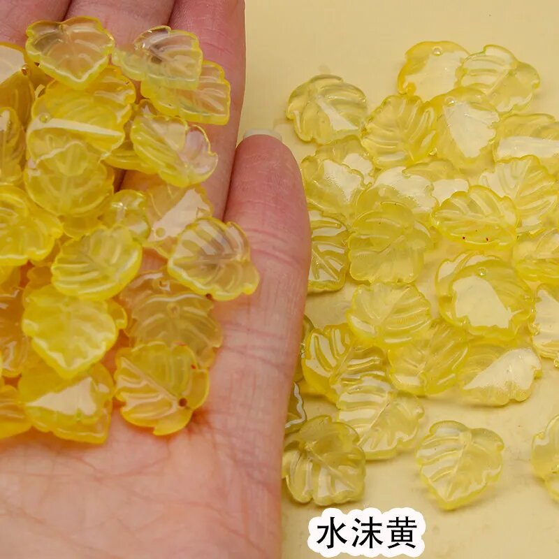 Хрустальные бусины Чехия кленовый лист 20/40 шт Желтый, 20pcs, 9