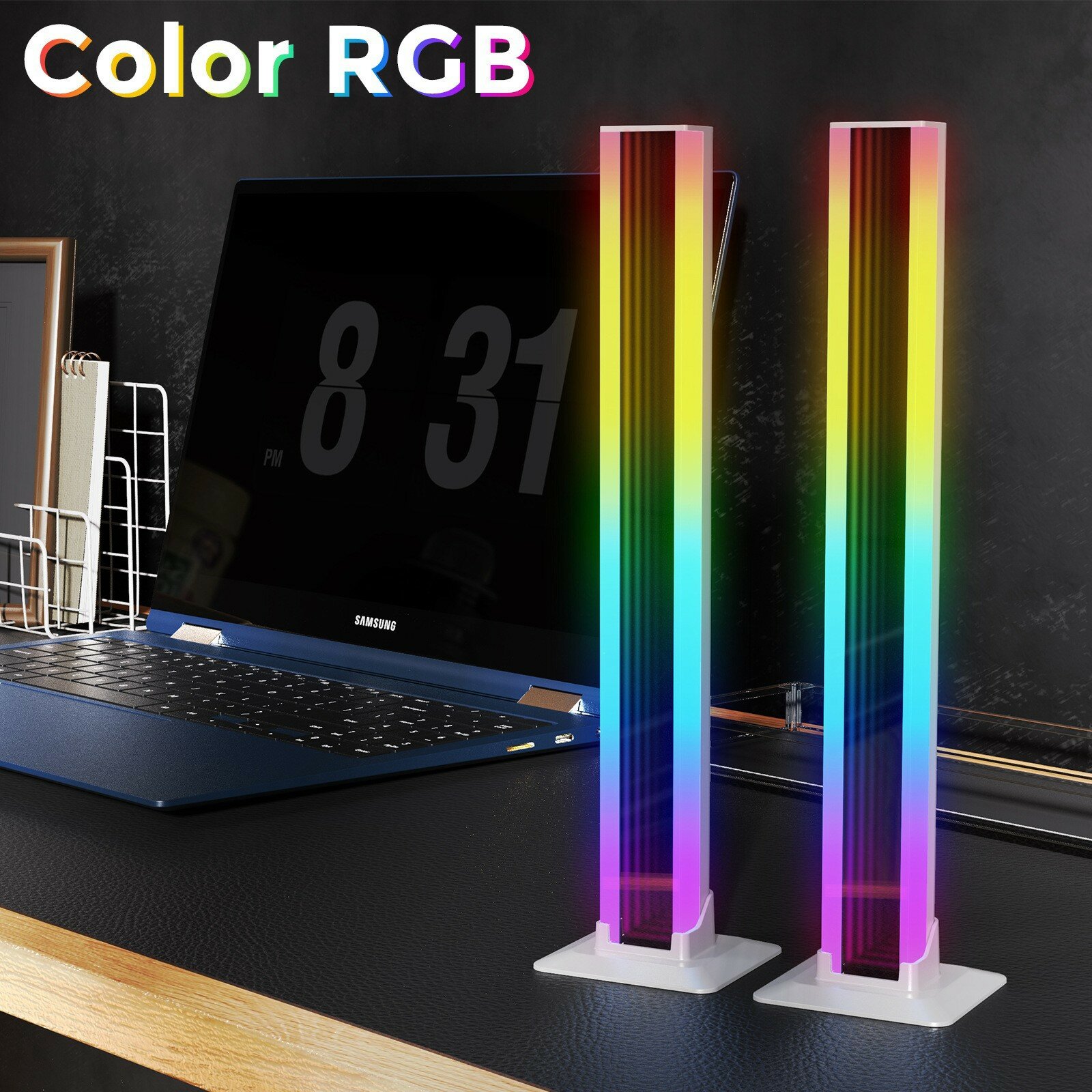 LED atmosphere remote control RGB floor lamp North Europe and America modern simple corner lamp magic color photography fill light corner lamp Symphony bluetooth white model