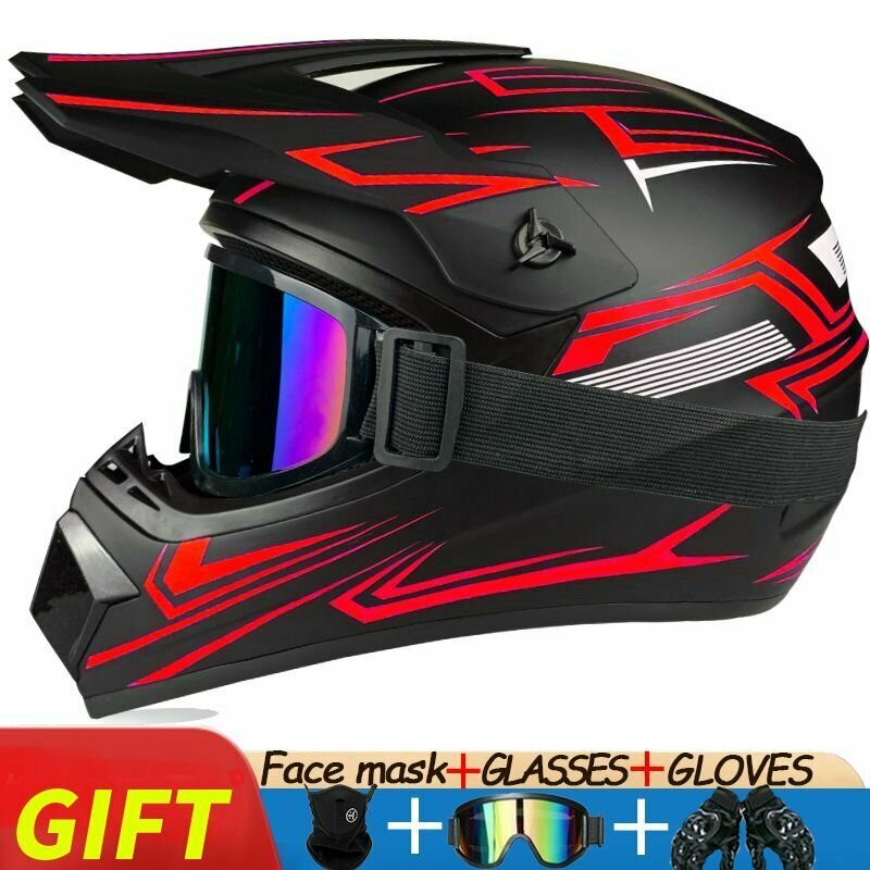 Картинговый и мотокроссовый шлем DOT из ABS для взрослых и детей, съемная подкладка, вентиляция, комплект очки и перчатки