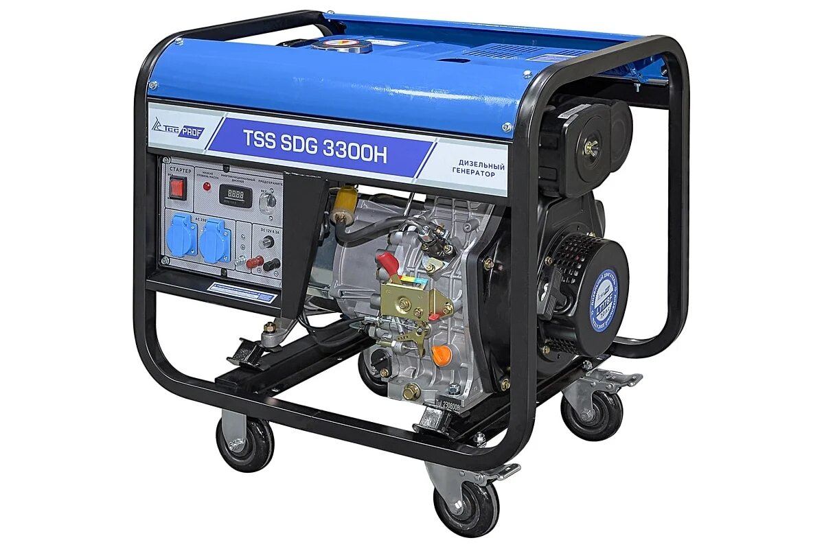 SDG 3300H / Дизельный генератор ТСС SDG 3300H, 220/12 В, 3.3кВт, на колёсах [100043]