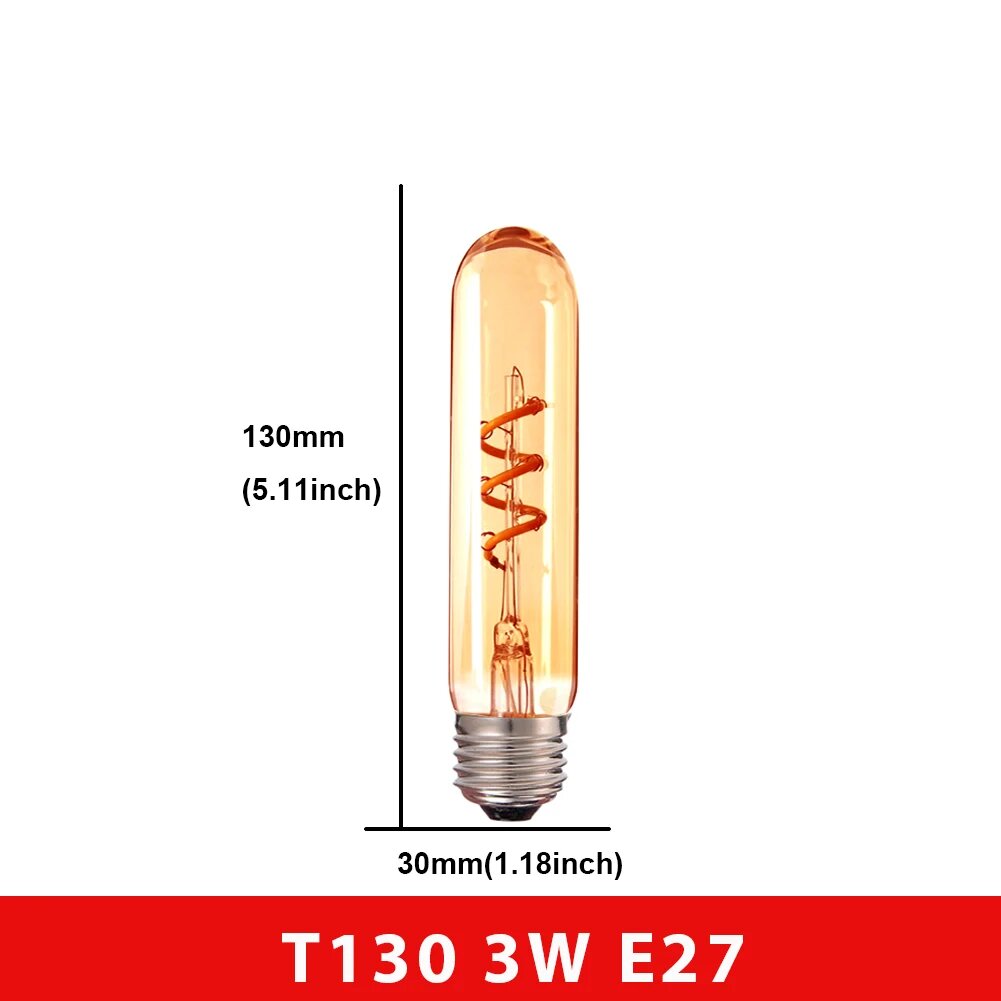 Спиральные светодиодные лампы Эдисона C35 T25 ST64 G80 G95 G125 4Вт 2200К T130 3W E27