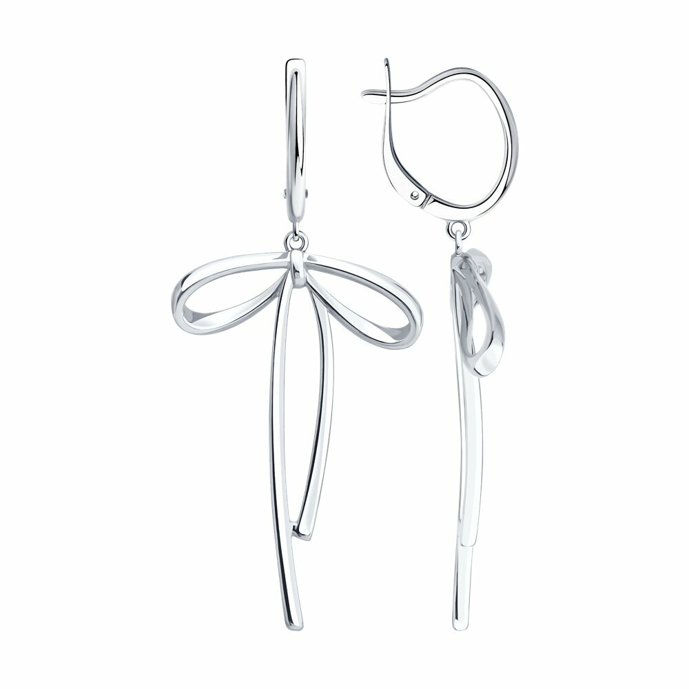 Серьги, серебро, 925 проба, родирование