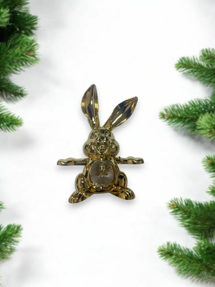 Кролик, металл. позолота 24к. стразы Сваровски 5см