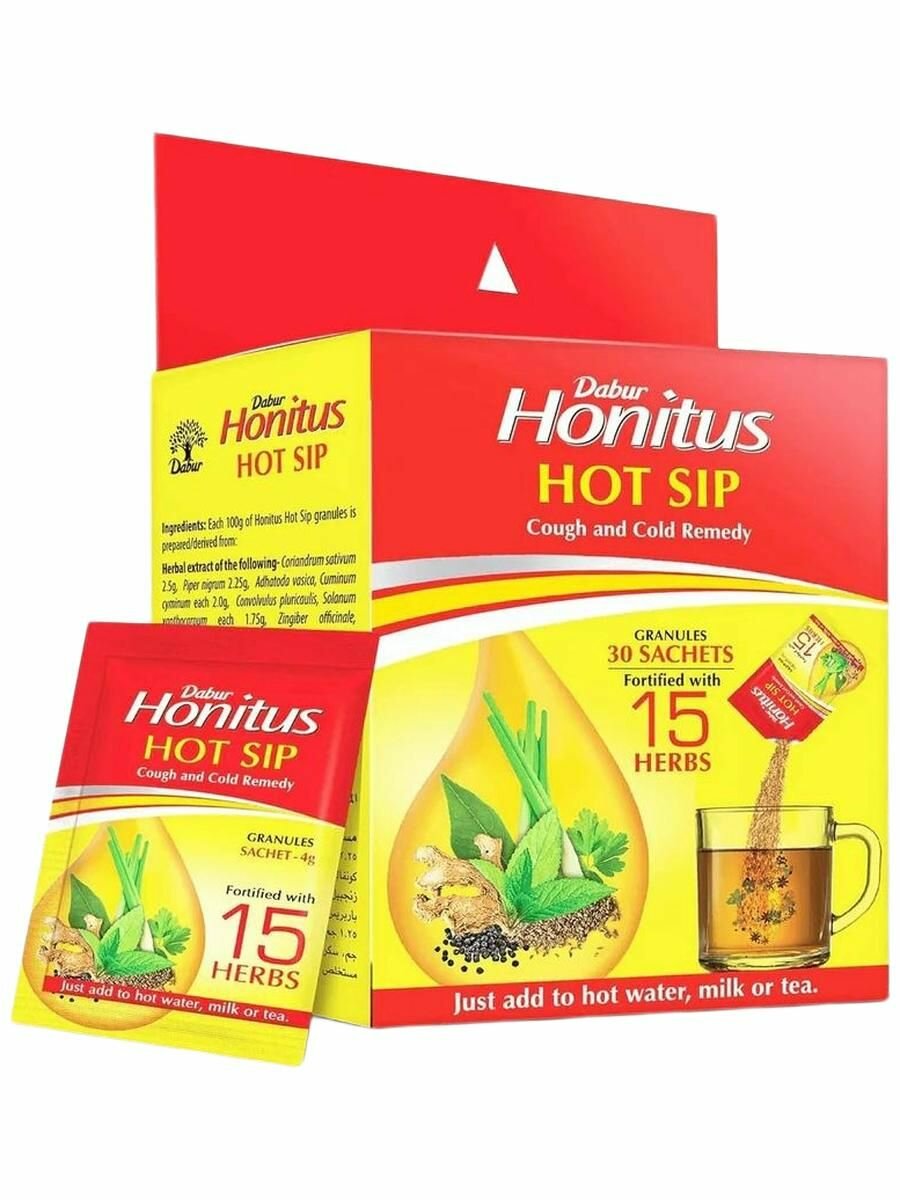 Honitus HOT SIP Dabur (Хонитус/HONITUS) от простуды и кашля, устраняет боль горле 7 шт.