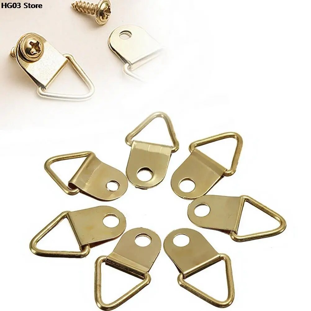 20 шт, подвесное Золотое треугольное d-образное кольцо, картина с маслом, зеркальная рама, крючки, вешалки