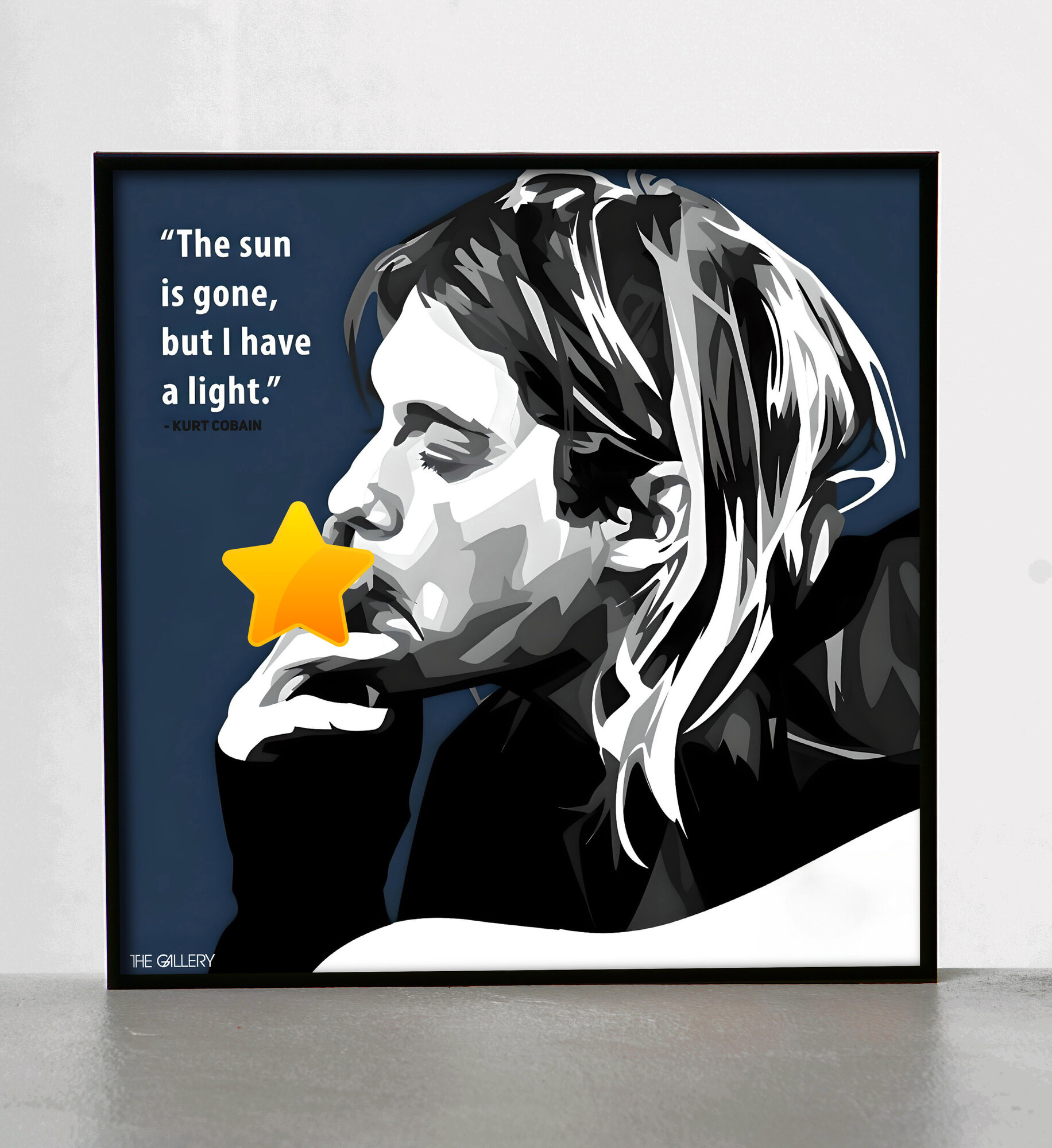 Картина постер в рамке Курт Кобейн / 50см х 50см / Группа Нирвана Nirvana