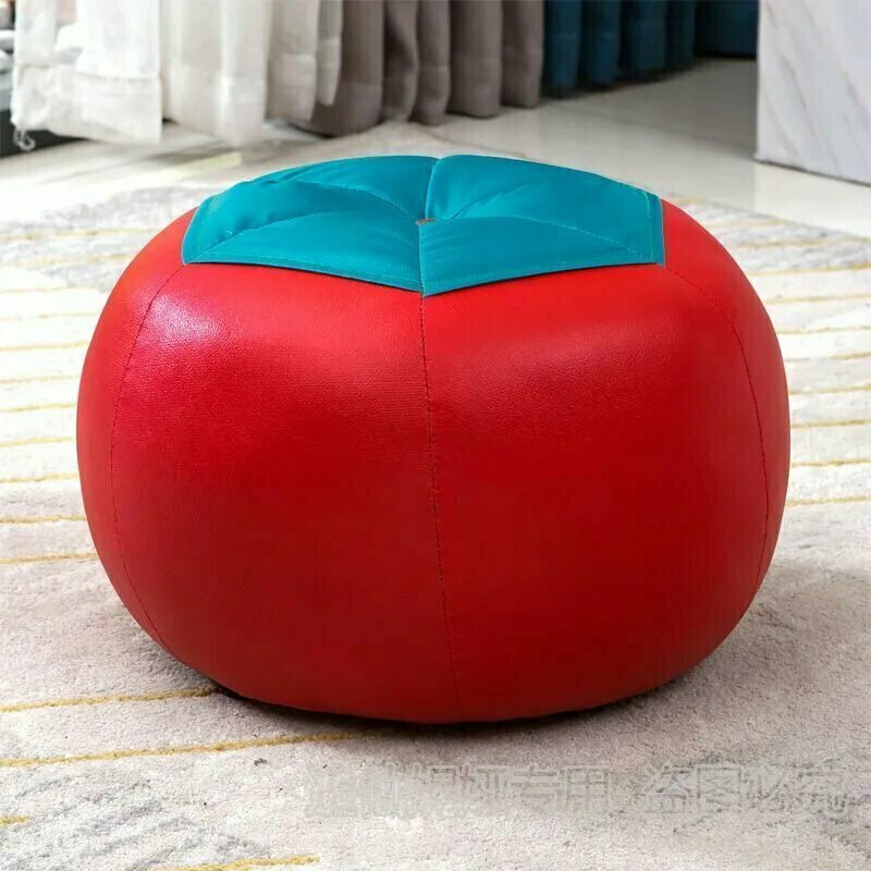 Табурет Taburet, для гостиной, овальной формы, красный/сосна, с подставкой, 38x25см