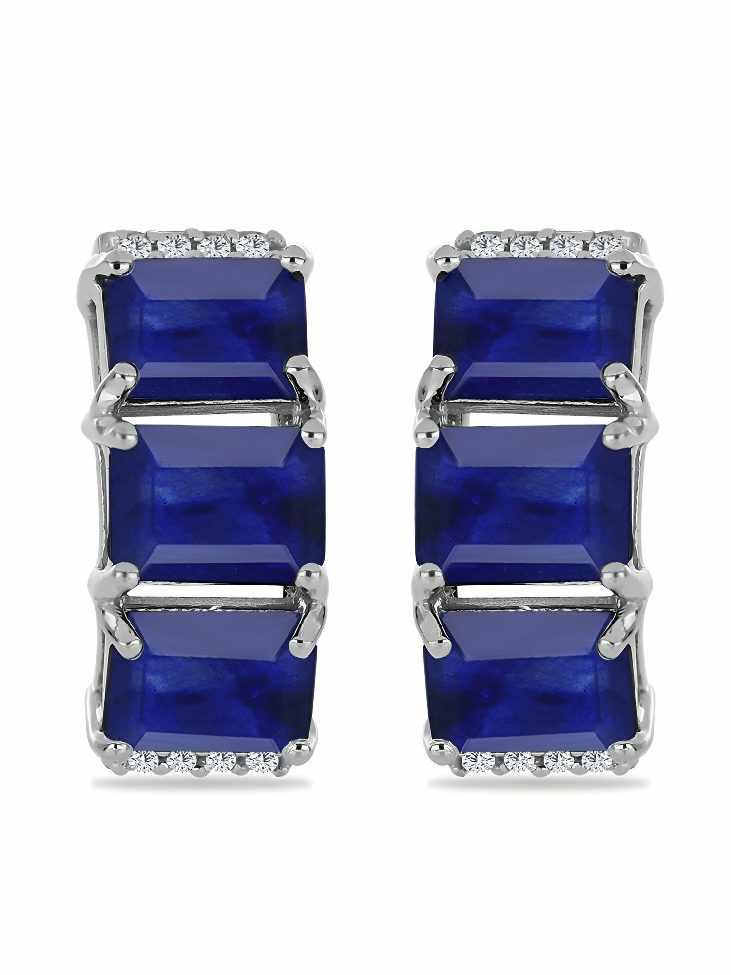 Серьги, серебро, 925 проба, родирование, сапфир