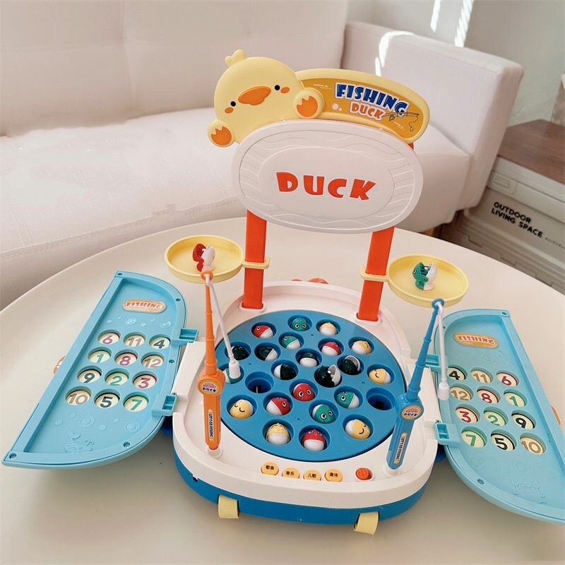 Детские игрушки для рыбалки, магнитно-электрические, с футляром для тележки