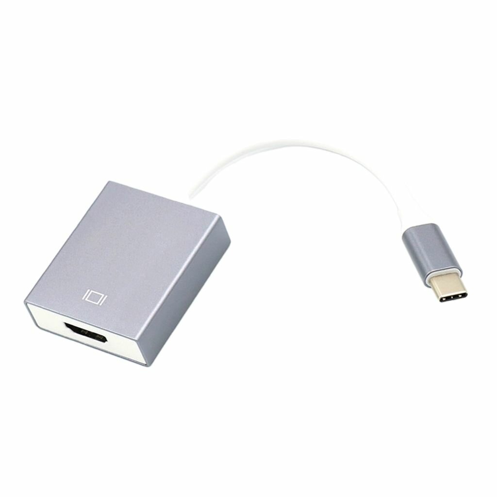 Адаптер USB C к HDMI с алюминиевым корпусом и поддержкой 4K для проекции смартфонов, планшетов, ноутбуков и мониторов, Серый