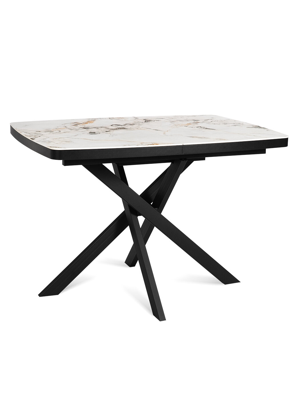 Стол керамический раздвижной DALLAS LIGHT 110 LUCKY CER на металлокаркасе, столешница керамика глянец, цвет белый нефрит, 110(150)х80 см