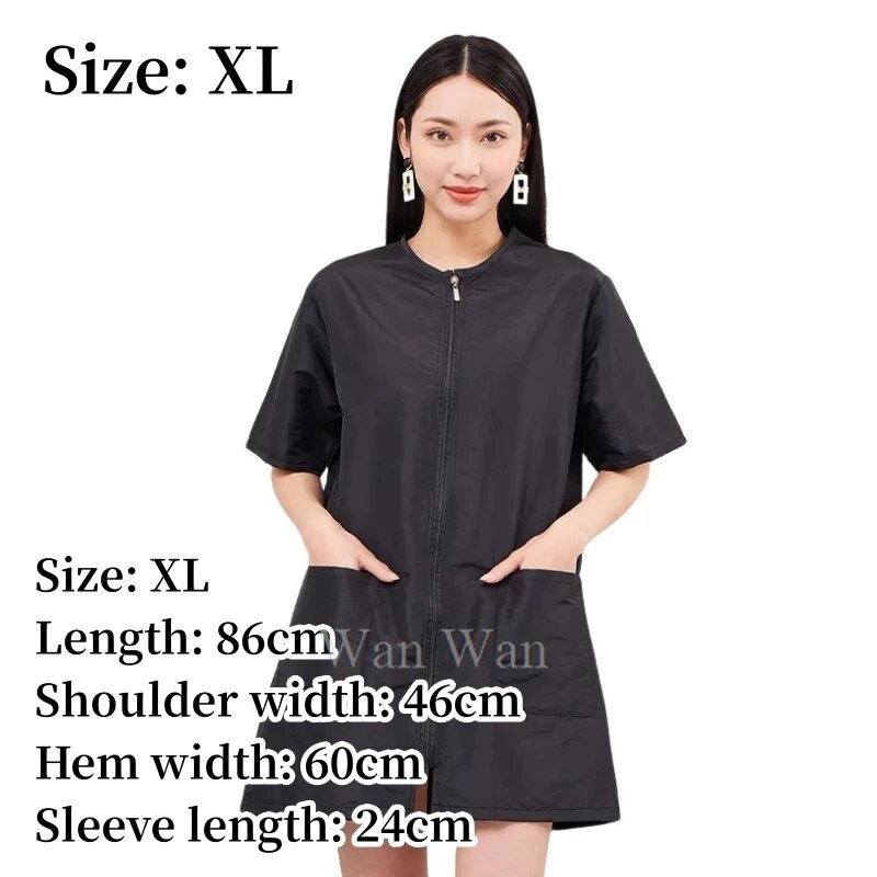 Парикмахерский халат с короткими рукавами Y0403 DX--Black--XL
