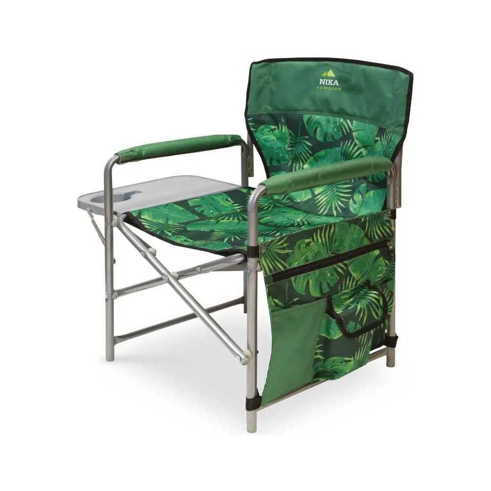 Кресло складное Nika с полкой КСП/2 с тропическими листьями темный