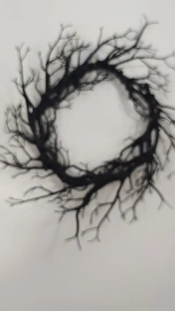 Венок из искусственных черных ветвей норфолкской сосны для Хэллоуина, 1,8 м