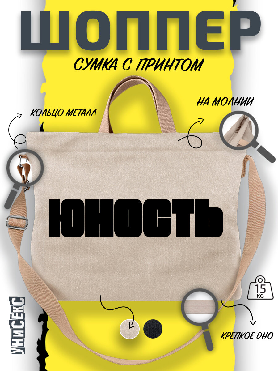 Сумка  шоппер y2k через плечо шоппер y2kс юностью