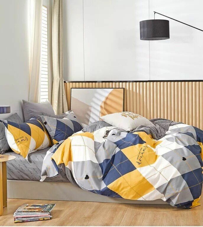 Комплект постельного белья Евро Alice Textile, постельное белье, хлопок поплин, 2 наволочки 70х70, рис. 1210