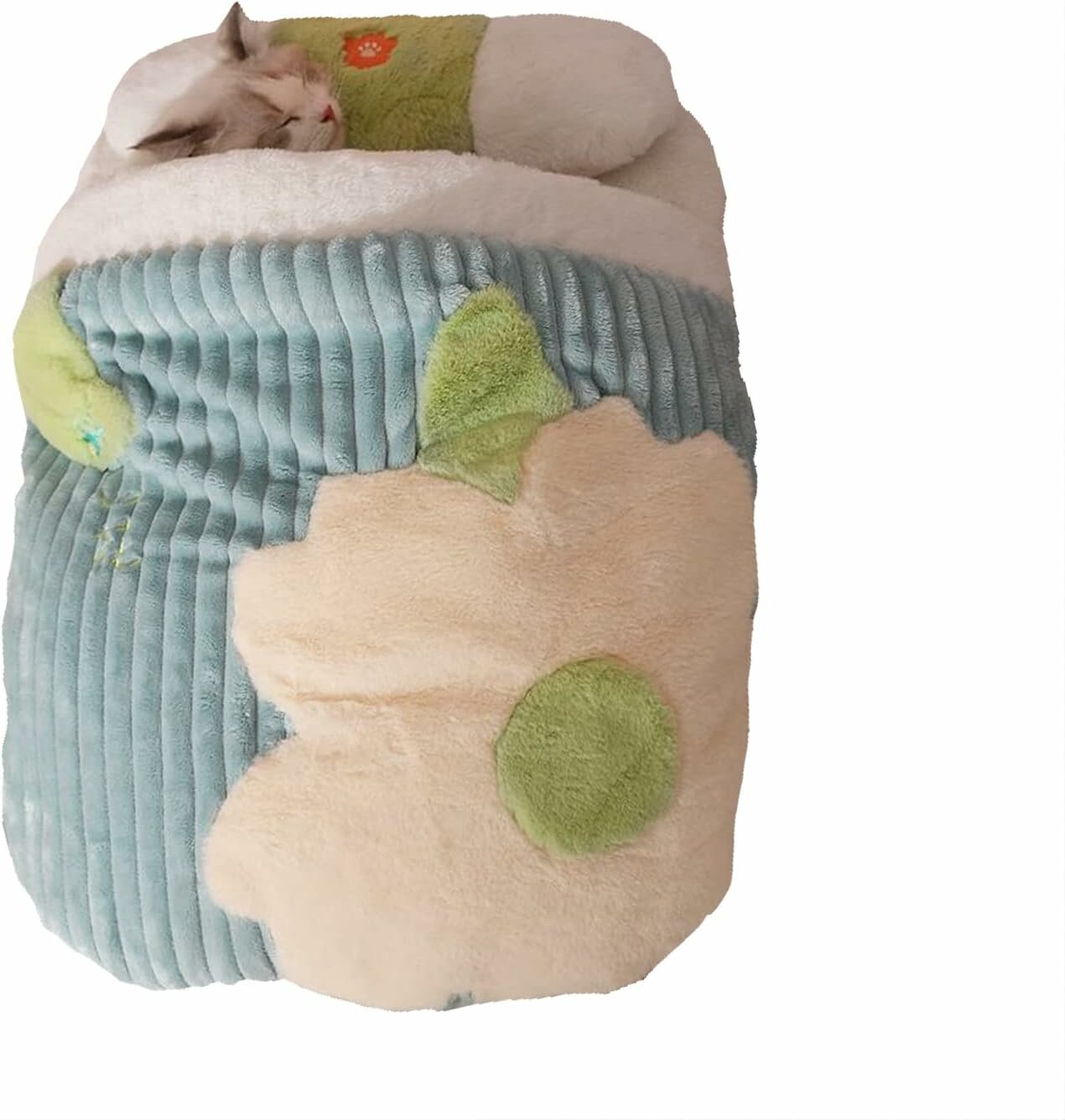 DINGXIAN Теплый лежанка-нора для кошки с съемной подушкой, Цветочный рисунок, Плюшевый домик для котенка и мелких собак