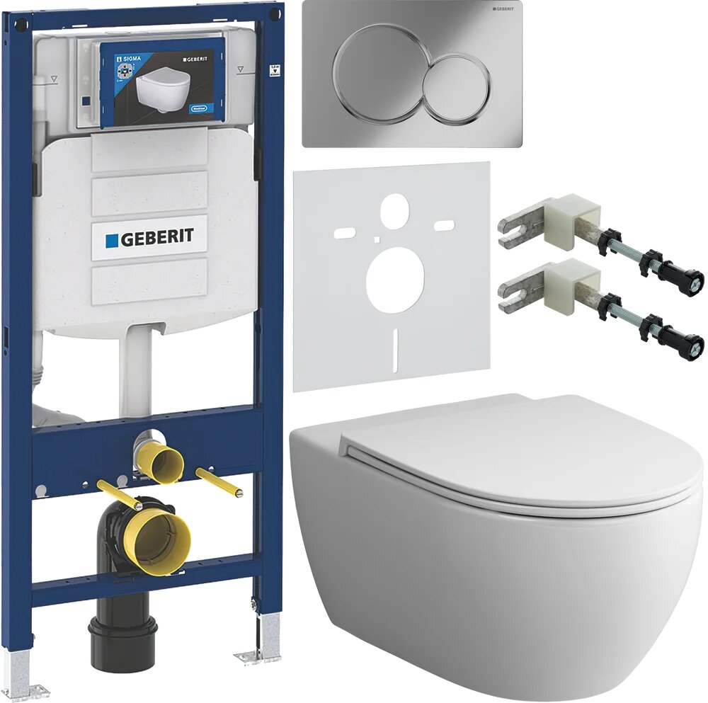 Комплект Унитаз подвесной AM.PM Awe C111700WH / Крышка с микролифтом, петли хром / Инсталляция Geberit Duofix UP 320 111.300.00.5, Кнопка Sigma хром, Крепления к стене, Шумоизоляция