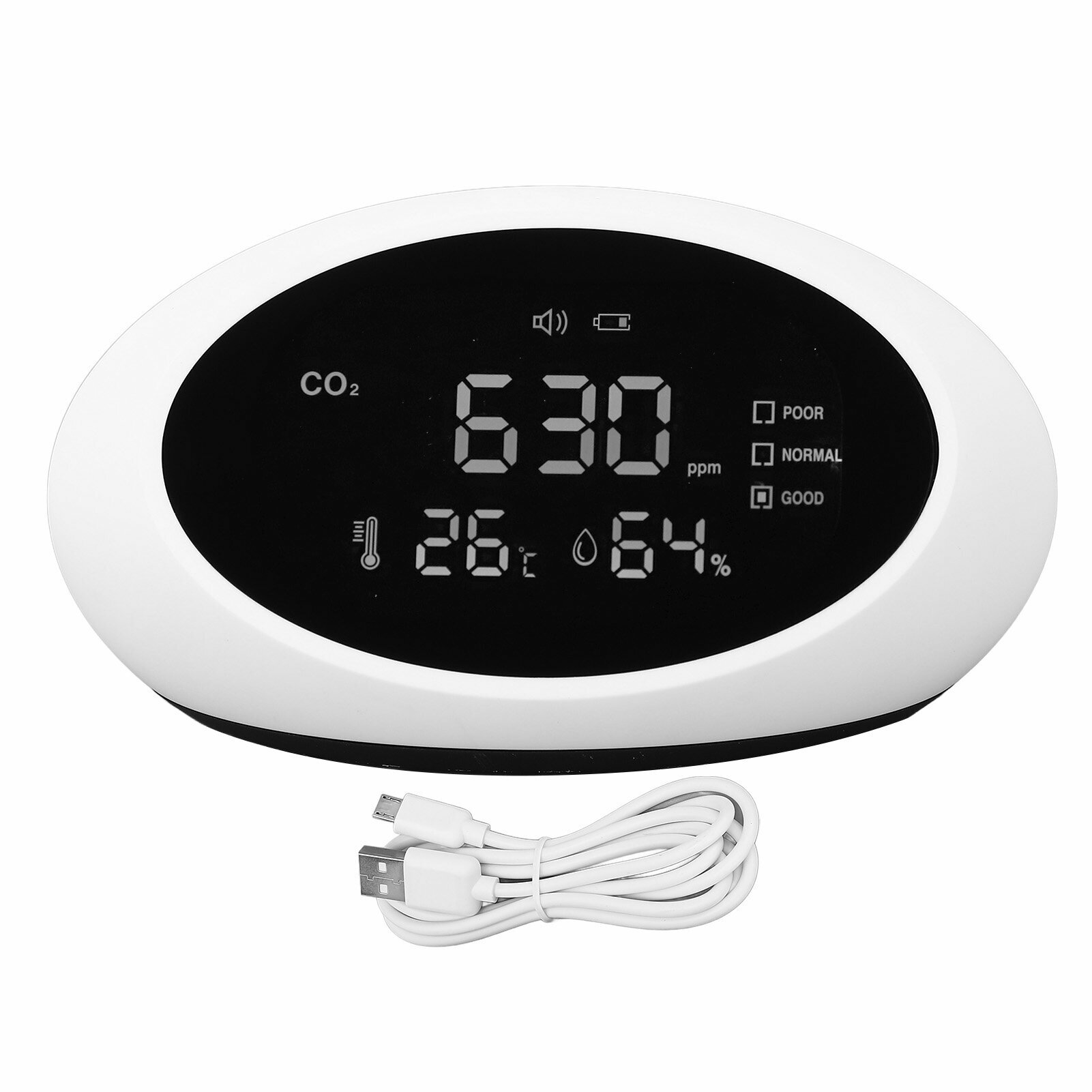 Детектор CO2 с высокой точностью, ЖК-дисплеем высокой четкости, перезаряжаемый портативный детектор углекислого газа, измеритель качества воздуха, термометр-гигрометр