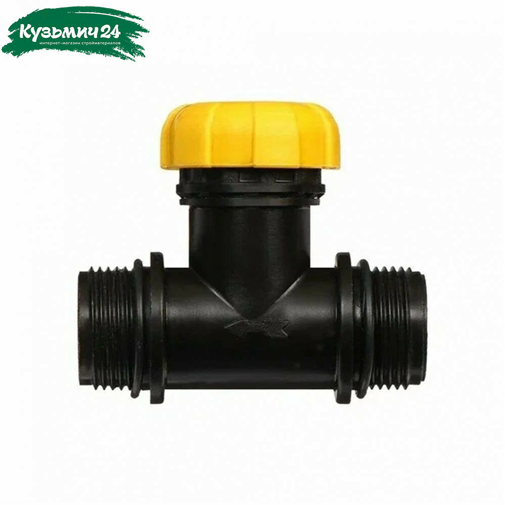 Кран водопроводный Исток КВ-20М, пластик, черный с желтым, 38х63х72 мм