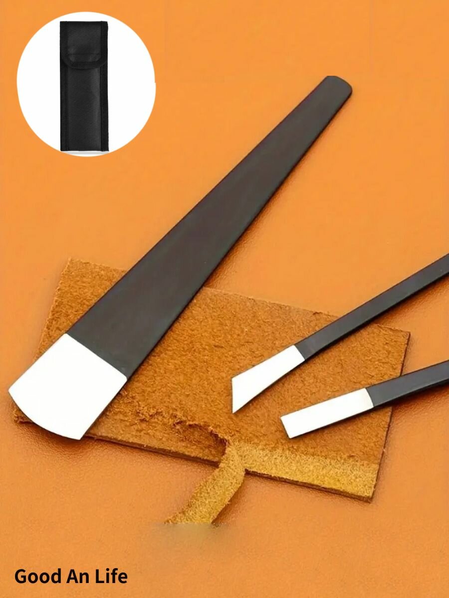 Набор 3 ножа для работы с кожей, острые ножи для резки и снятия кожуры, инструмент для кожевенного рукоделия с удобной сумкой для хранения, черный