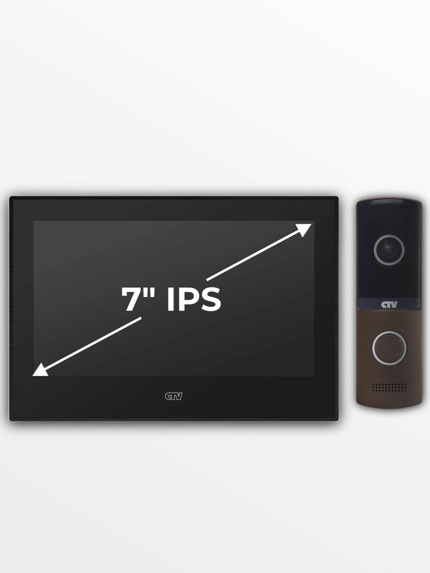 Комплект WiFi видеодомофон для квартиры: монитор 7" CTV-M5704AI (B) + вызывная панель CTV-D4003NG (B), для дома или офиса, управление со смартфона, AI-функции, подключение к подъездному домофону
